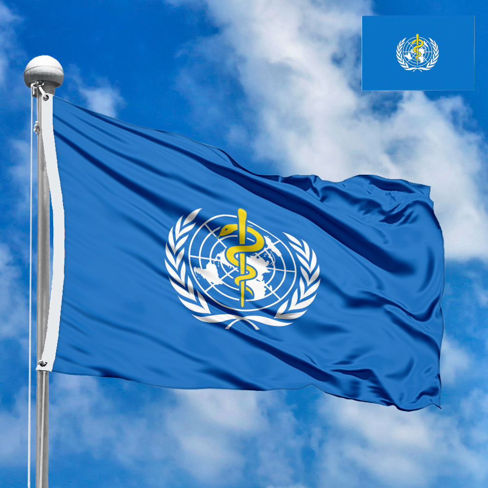 Drapeau de l'OMS (Organisation mondiale de la santé) • photo ...